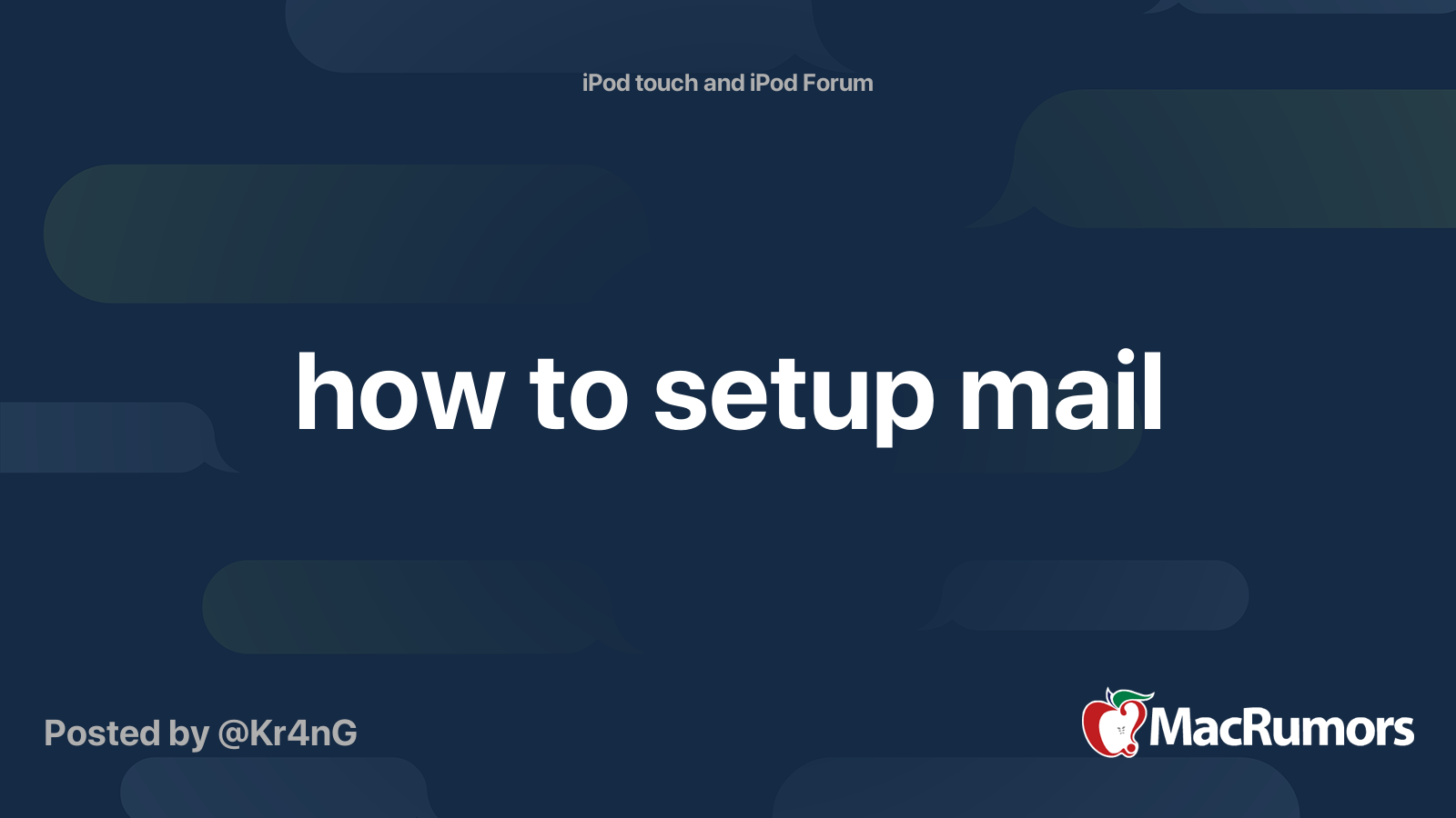 how to setup mail | MacRumors Forums