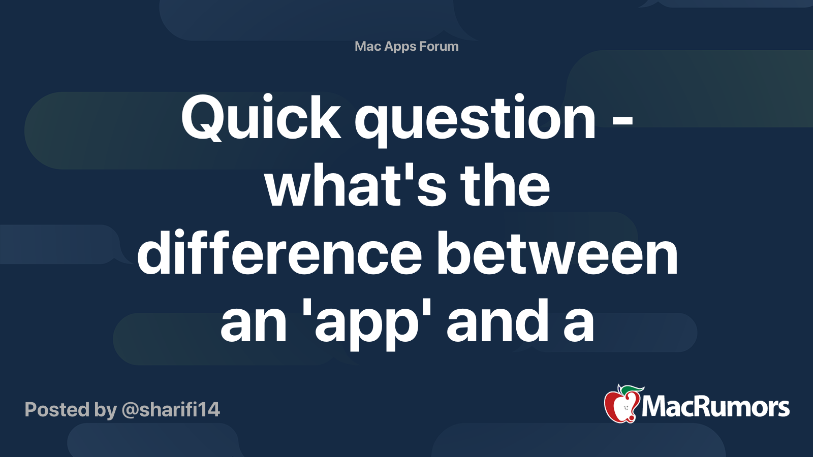 Quick question - what's the difference between an 'app' and a 'program'? | MacRumors Forums