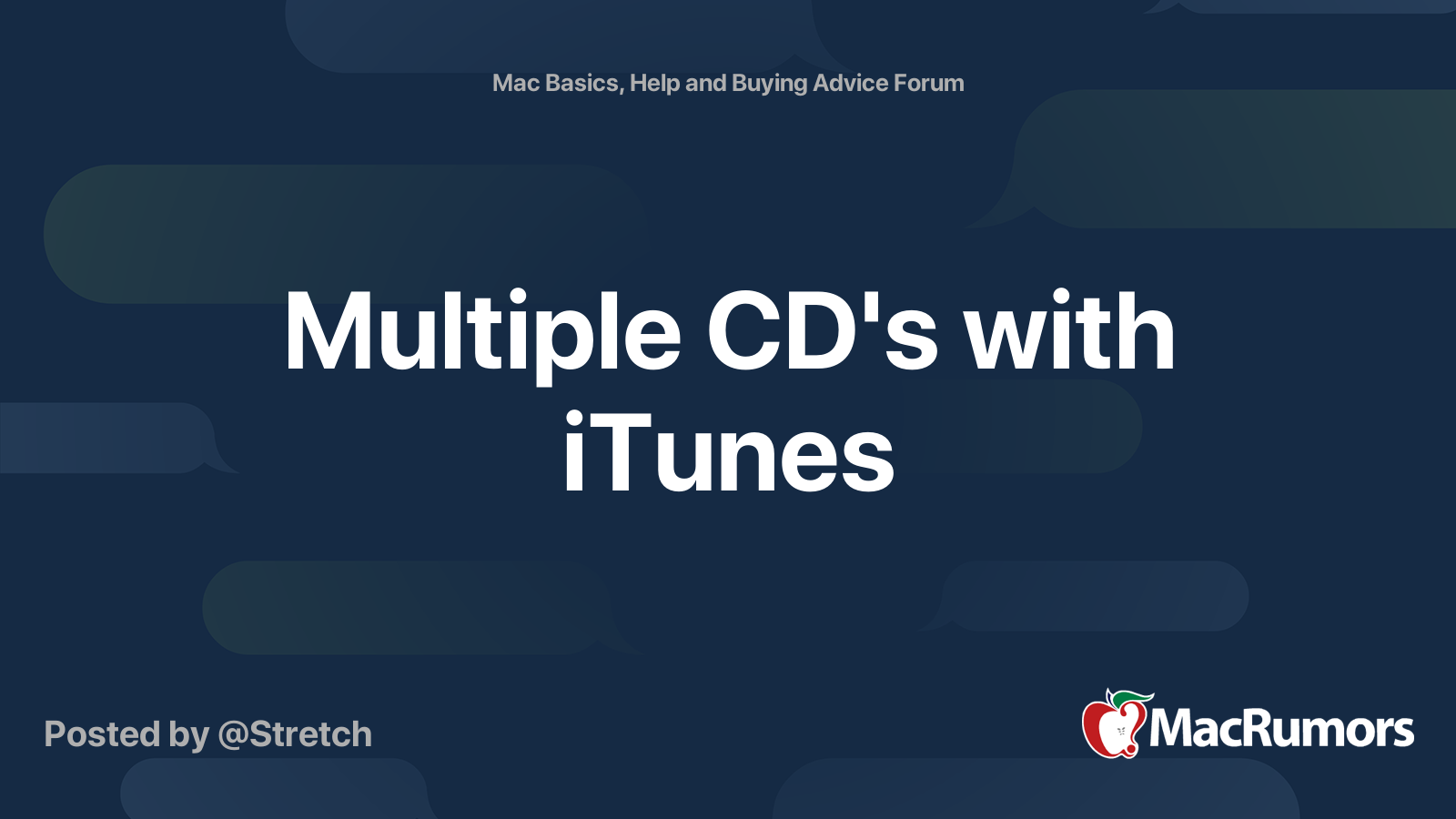 Multiple CD's with iTunes | MacRumors Forums