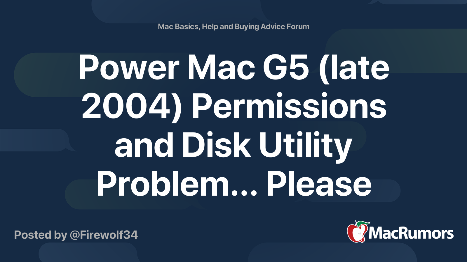 Power Mac G5 (late 2004) Permissions and Disk Utility Problem... Please help! | MacRumors Forums