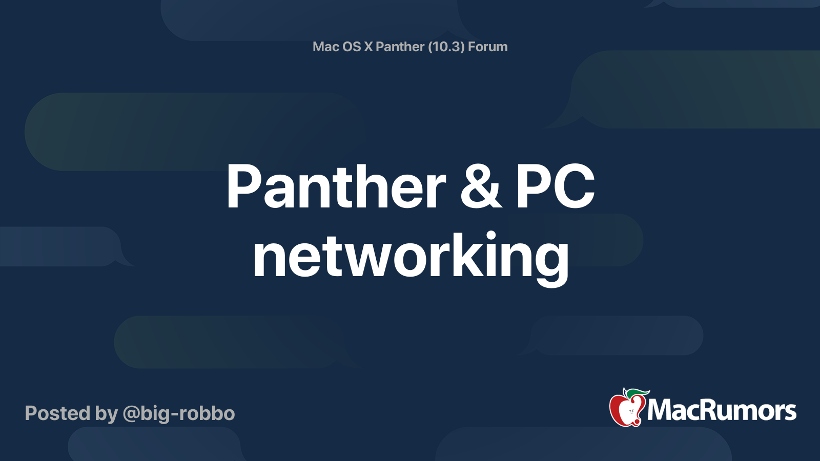 Panther & PC networking | MacRumors Forums