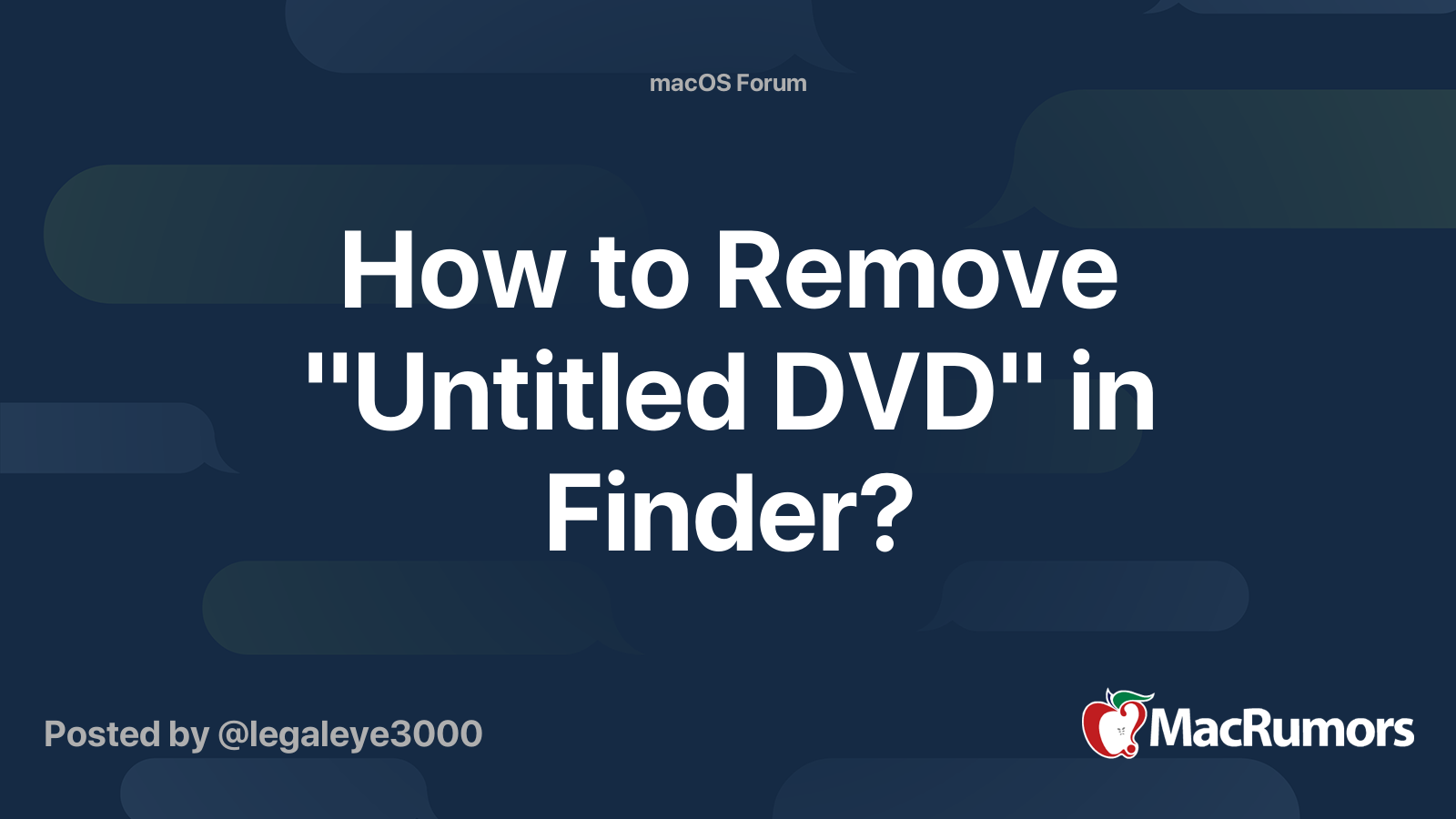 How to Remove "Untitled DVD" in Finder? | MacRumors Forums