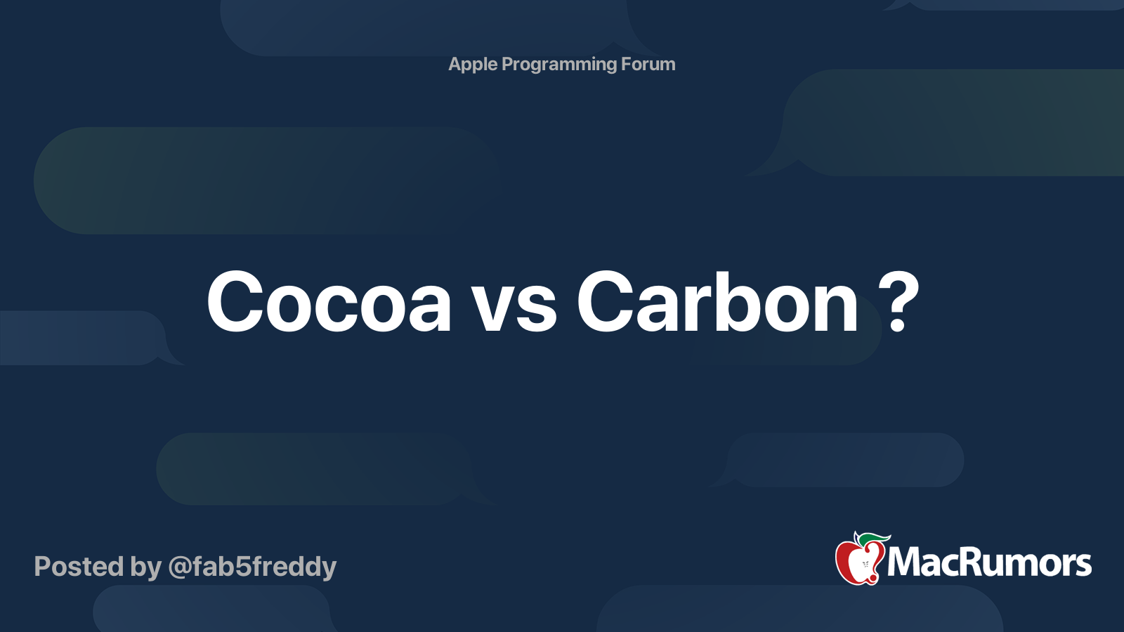 Cocoa vs Carbon ? | MacRumors Forums