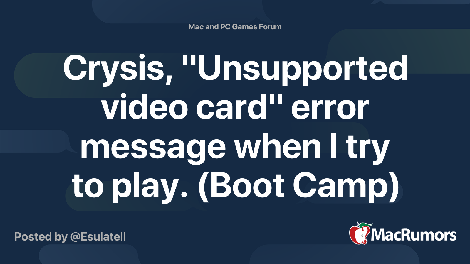 Crysis, "Unsupported video card" error message when I try to play ...