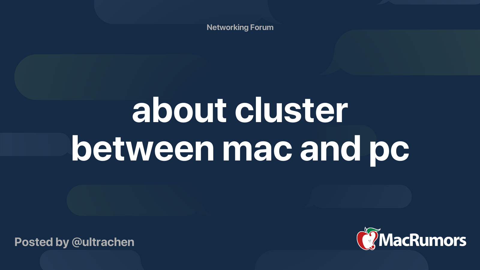 about cluster between mac and pc | MacRumors Forums