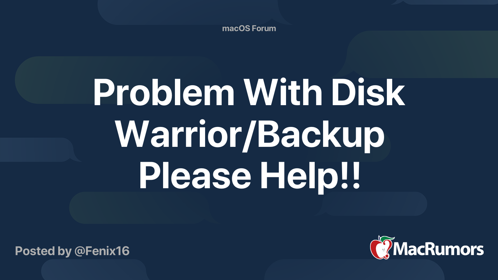 Problem With Disk Warrior/Backup Please Help!! | MacRumors Forums