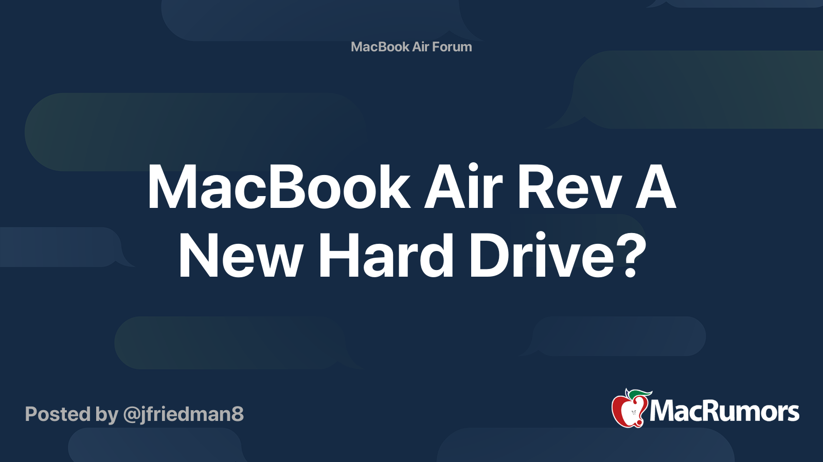 MacBook Air Rev A New Hard Drive? | MacRumors Forums