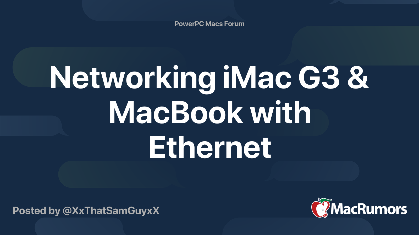 Networking iMac G3 & MacBook with Ethernet | MacRumors Forums
