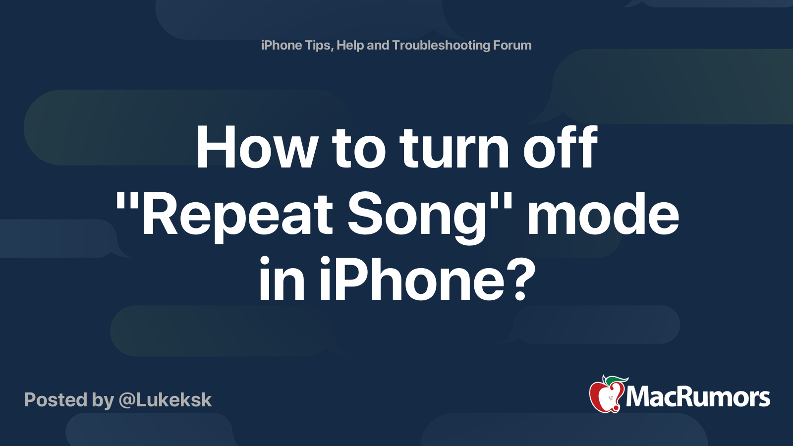 How to turn off "Repeat Song" mode in iPhone? | MacRumors Forums