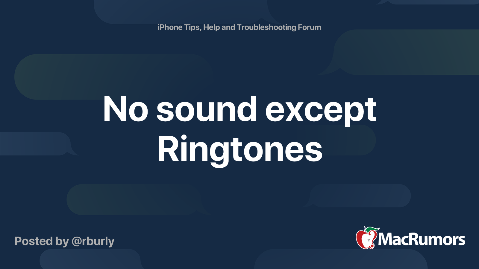 No sound except Ringtones | MacRumors Forums