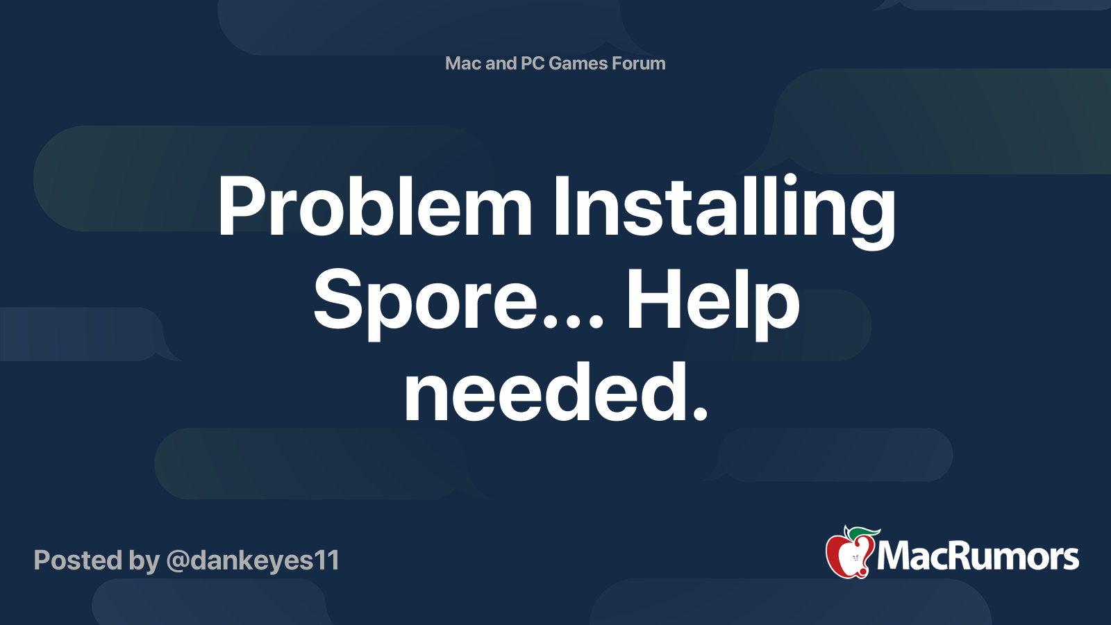 Problem Installing Spore... Help needed. | MacRumors Forums