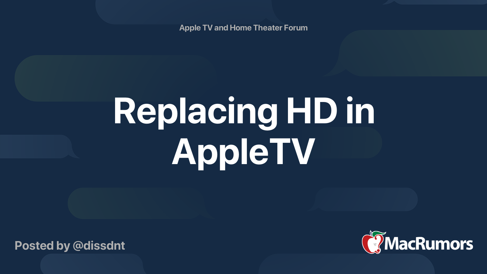 Replacing HD in AppleTV | MacRumors Forums