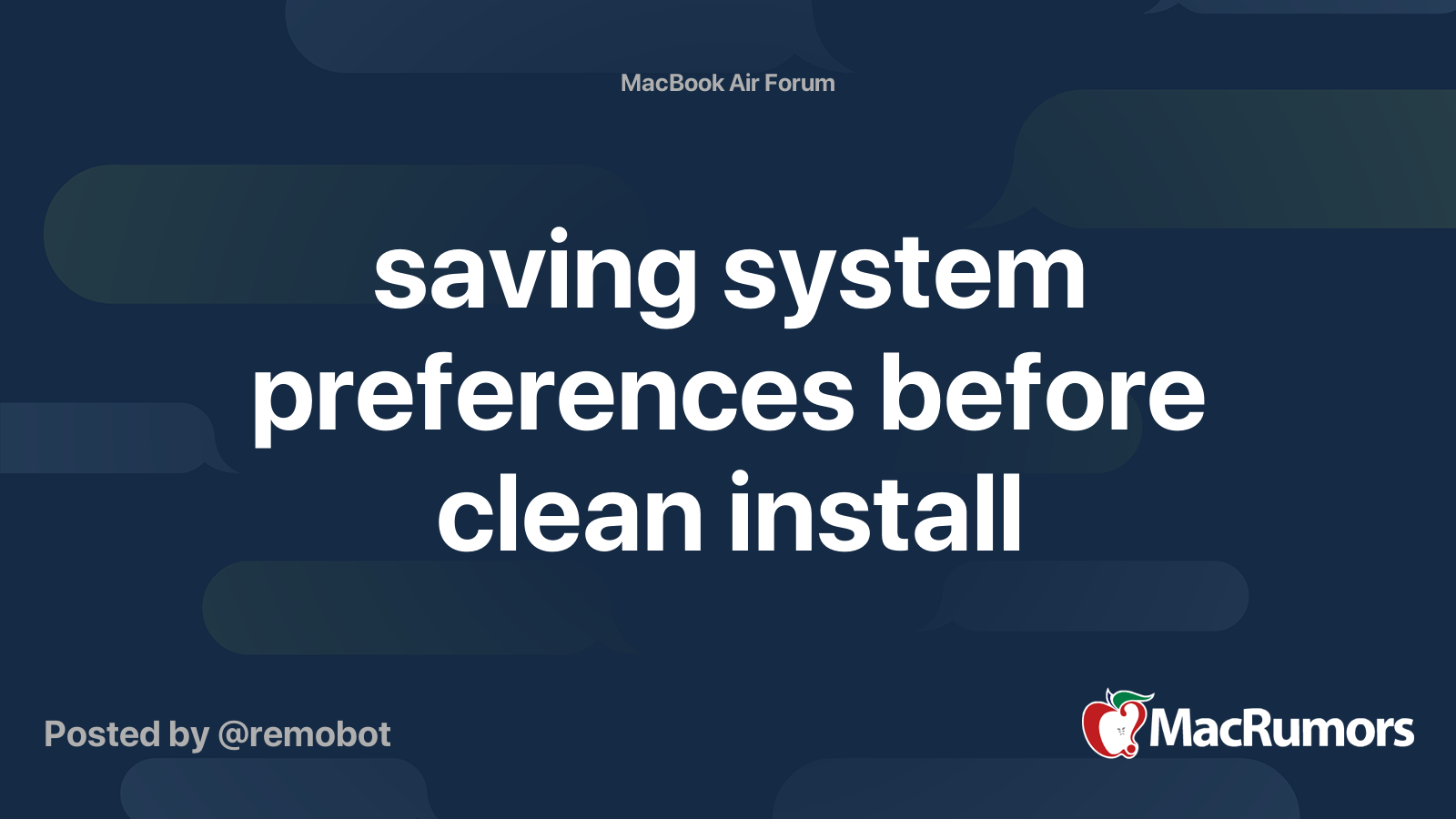 saving system preferences before clean install | MacRumors Forums