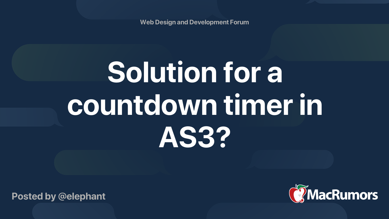 Solution for a countdown timer in AS3? | MacRumors Forums