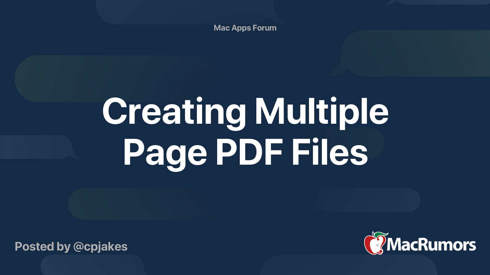 Creating Multiple Page PDF Files | MacRumors Forums