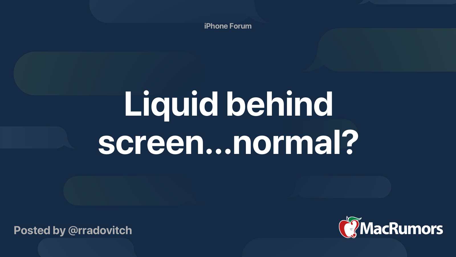 Liquid behind screen...normal? | MacRumors Forums