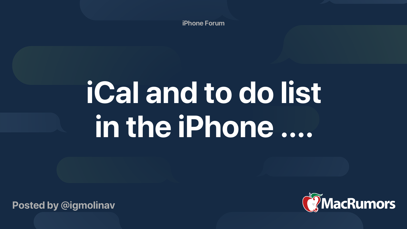 iCal and to do list in the iPhone .... | MacRumors Forums