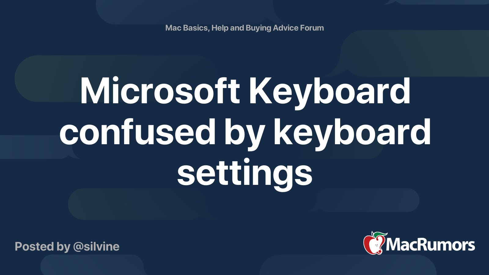 Microsoft Keyboard confused by keyboard settings | MacRumors Forums
