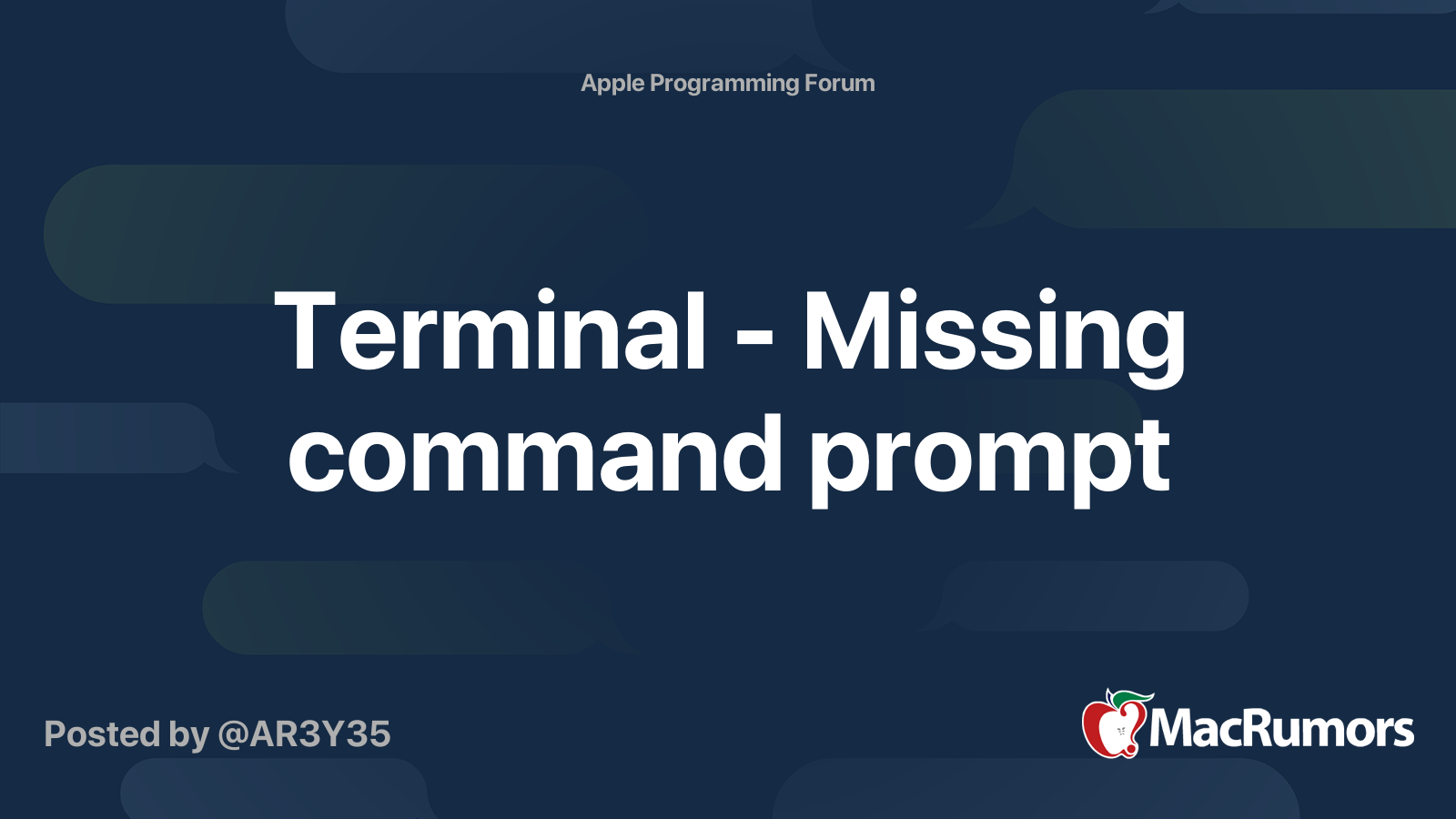Terminal - Missing command prompt | MacRumors Forums