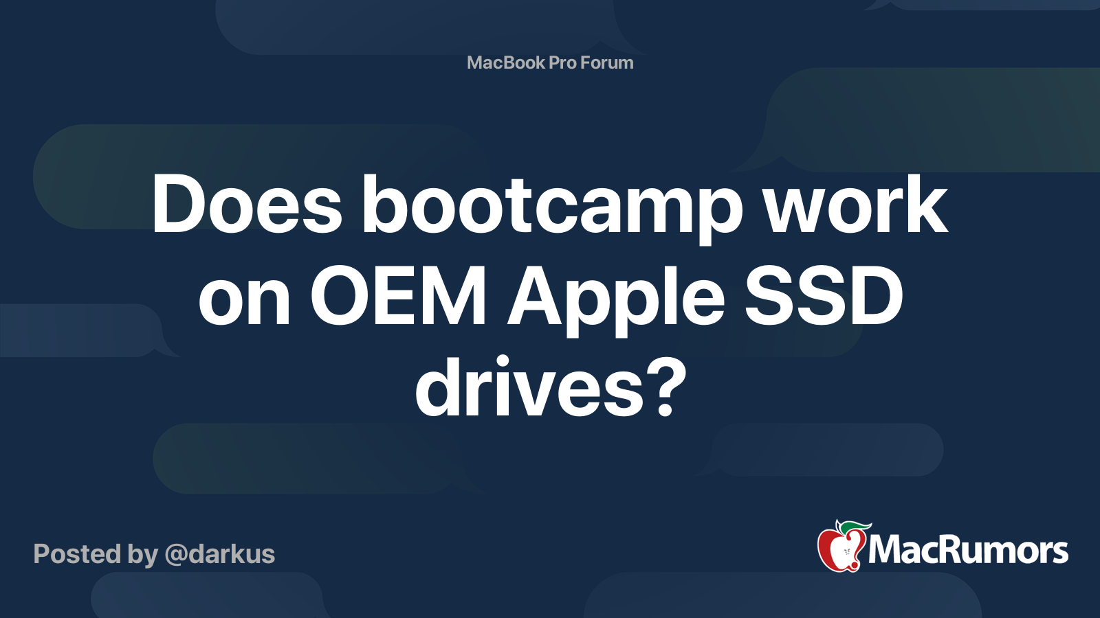 Does bootcamp work on OEM Apple SSD drives? | MacRumors Forums