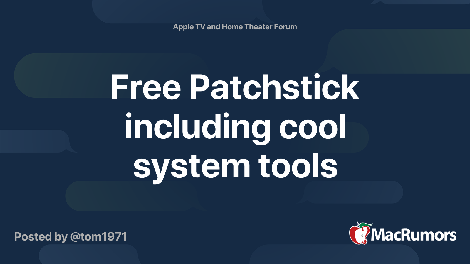 Free Patchstick including cool system tools | MacRumors Forums