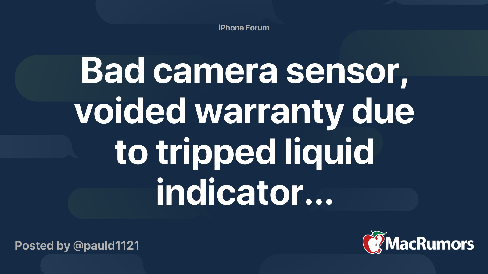 Bad camera sensor, voided warranty due to tripped liquid indicator ...