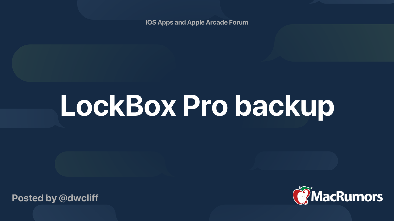 LockBox Pro backup | MacRumors Forums
