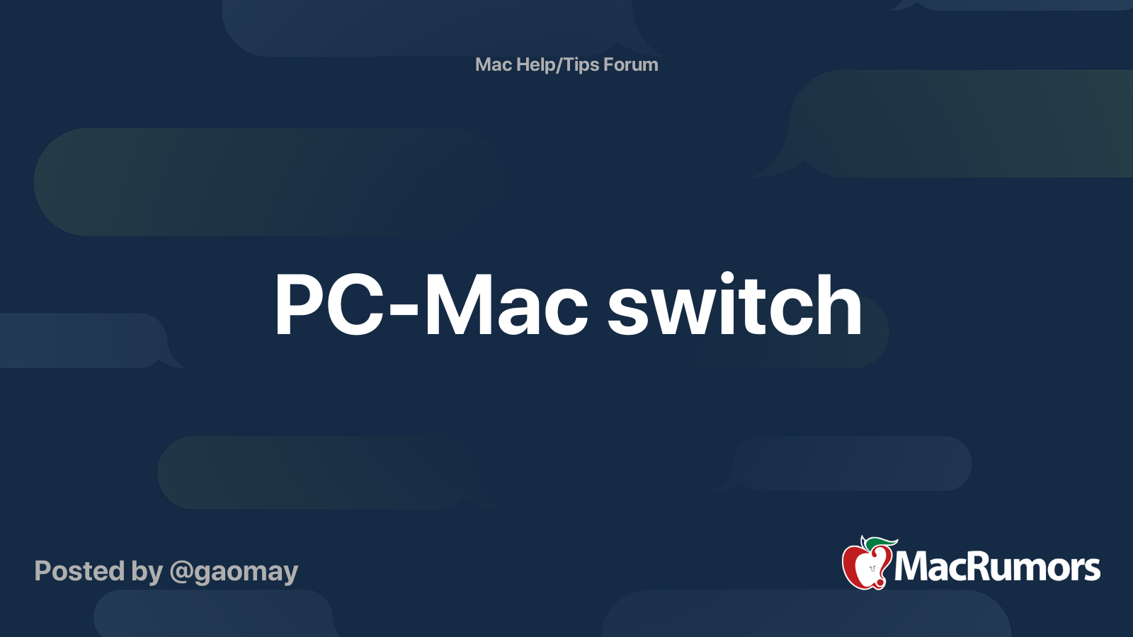PC-Mac switch | MacRumors Forums