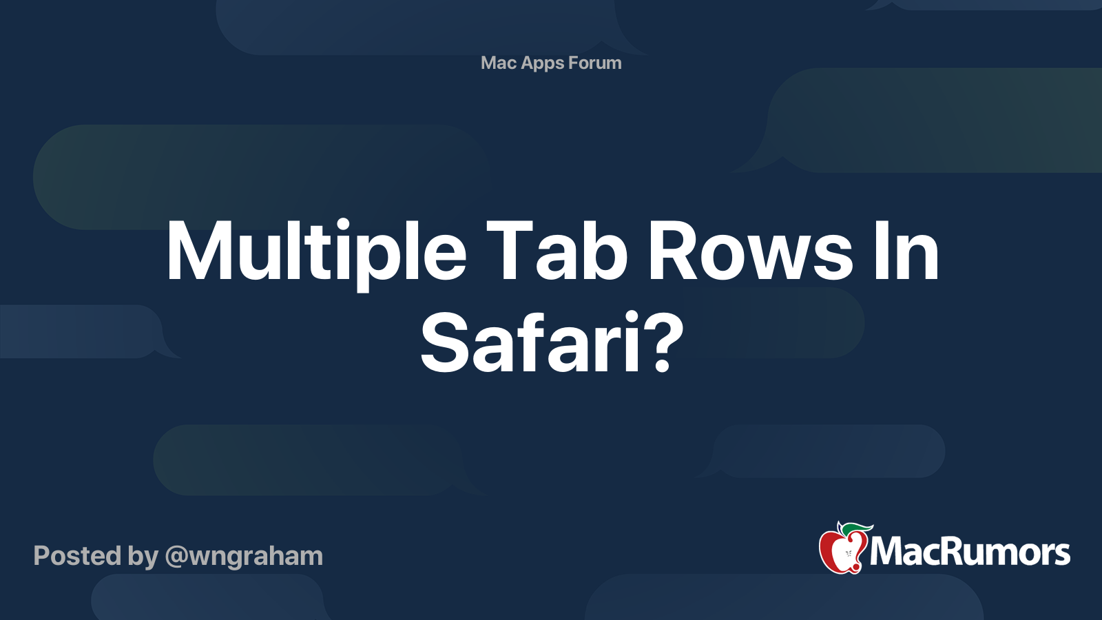 Multiple Tab Rows In Safari? | MacRumors Forums