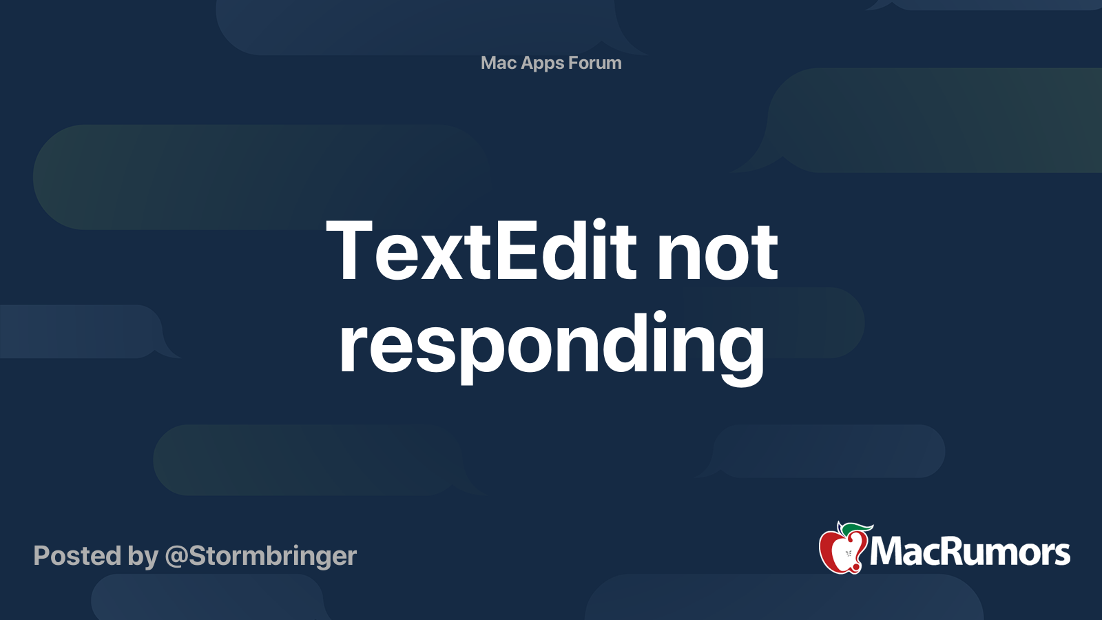 TextEdit not responding | MacRumors Forums