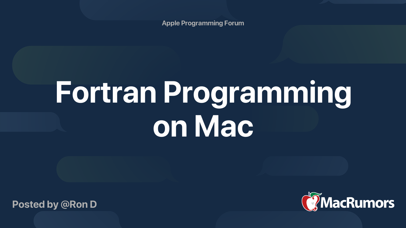 Fortran Programming on Mac | MacRumors Forums