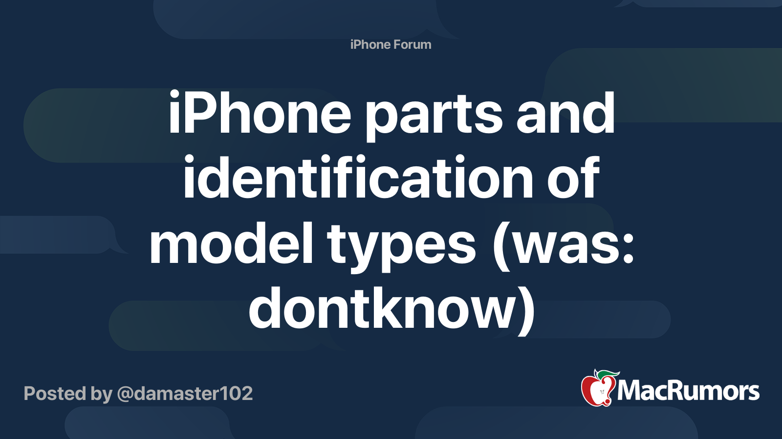 iPhone parts and identification of model types (was: dontknow ...
