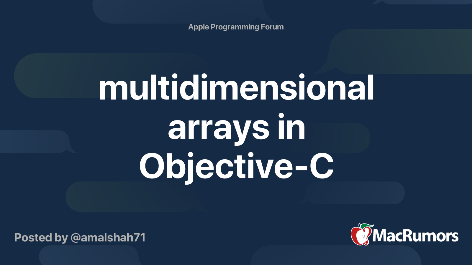 Multidimensional Arrays In Objective C Macrumors Forums