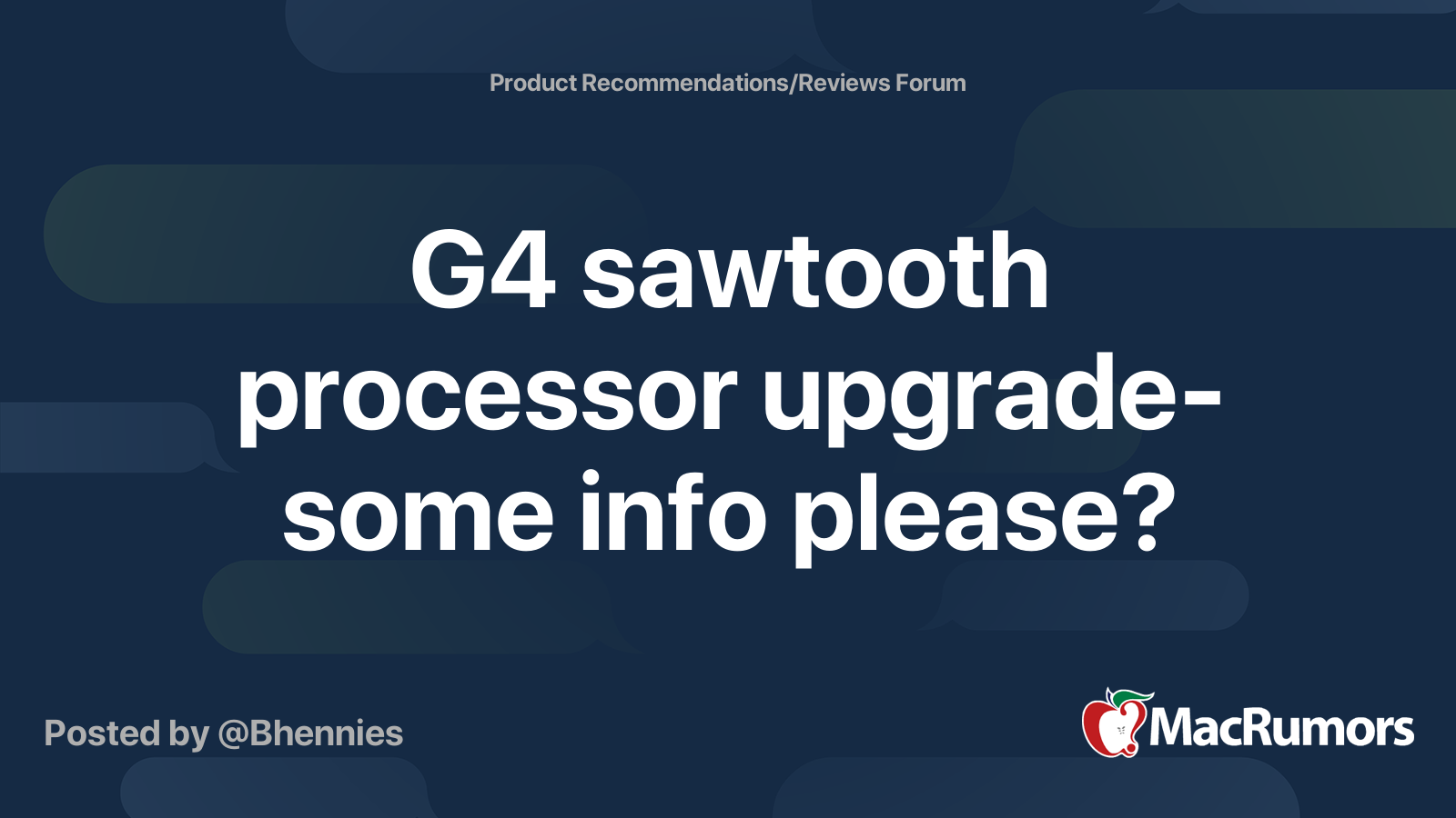 G4 sawtooth processor upgrade- some info please? | MacRumors Forums
