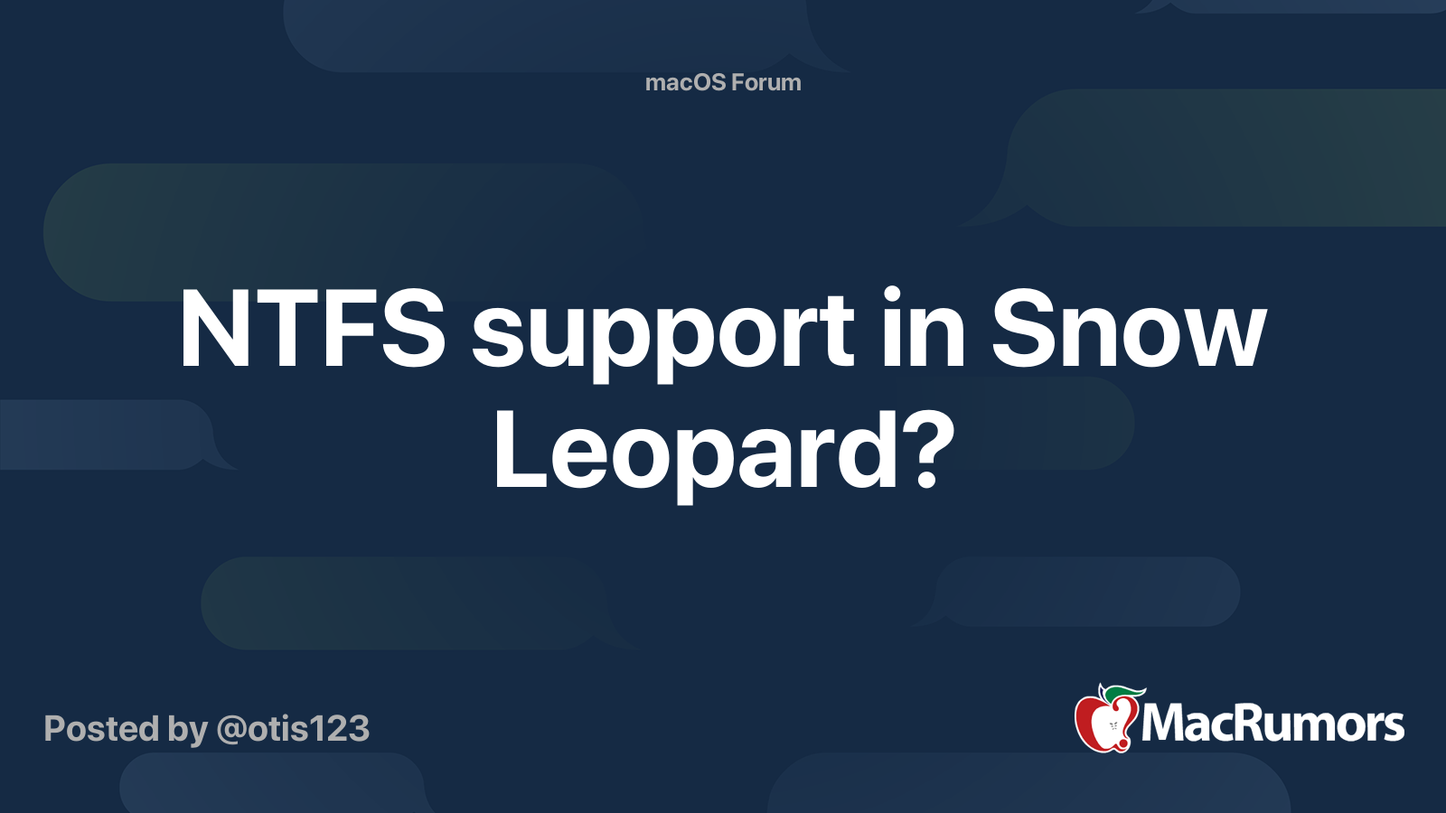 NTFS support in Snow Leopard? | MacRumors Forums