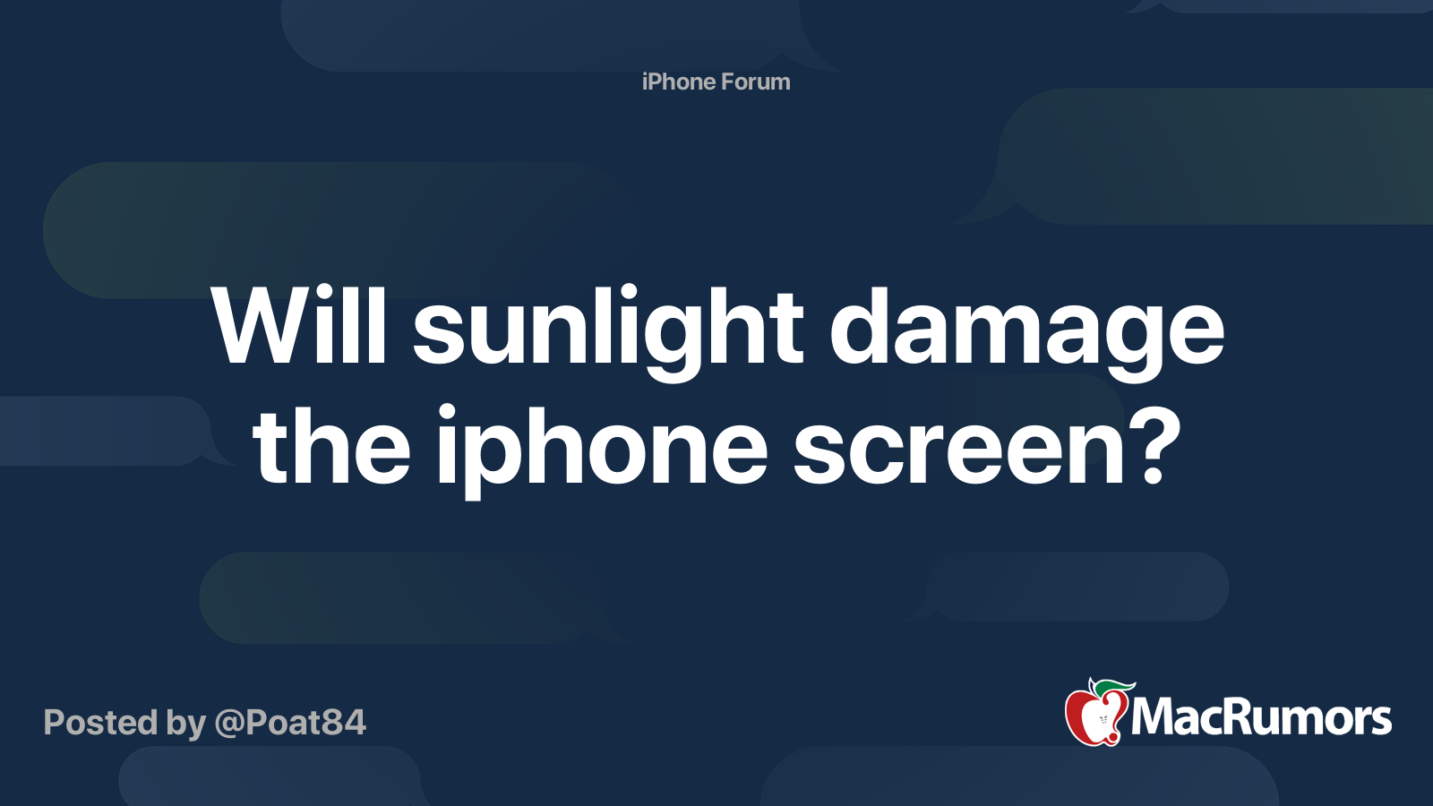 Will sunlight damage the iphone screen? | MacRumors Forums
