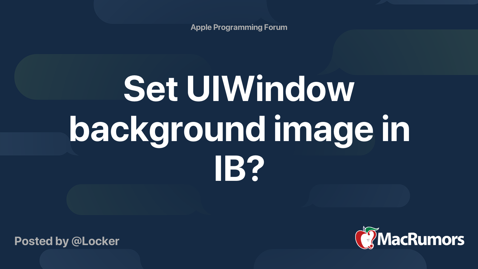 Set UIWindow background image in IB? | MacRumors Forums