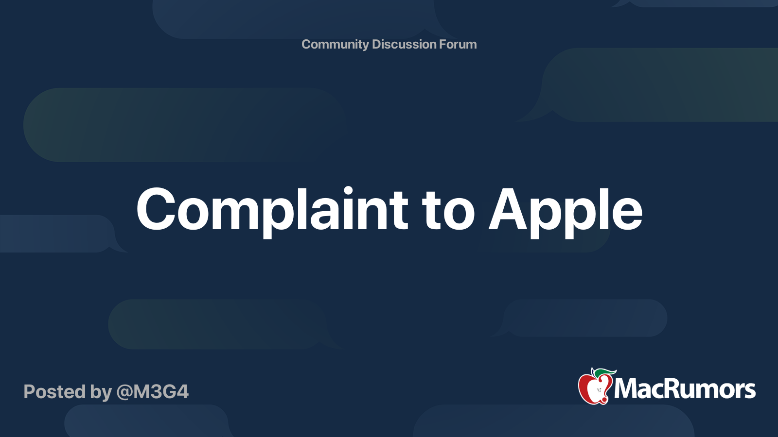 Complaint to Apple | MacRumors Forums