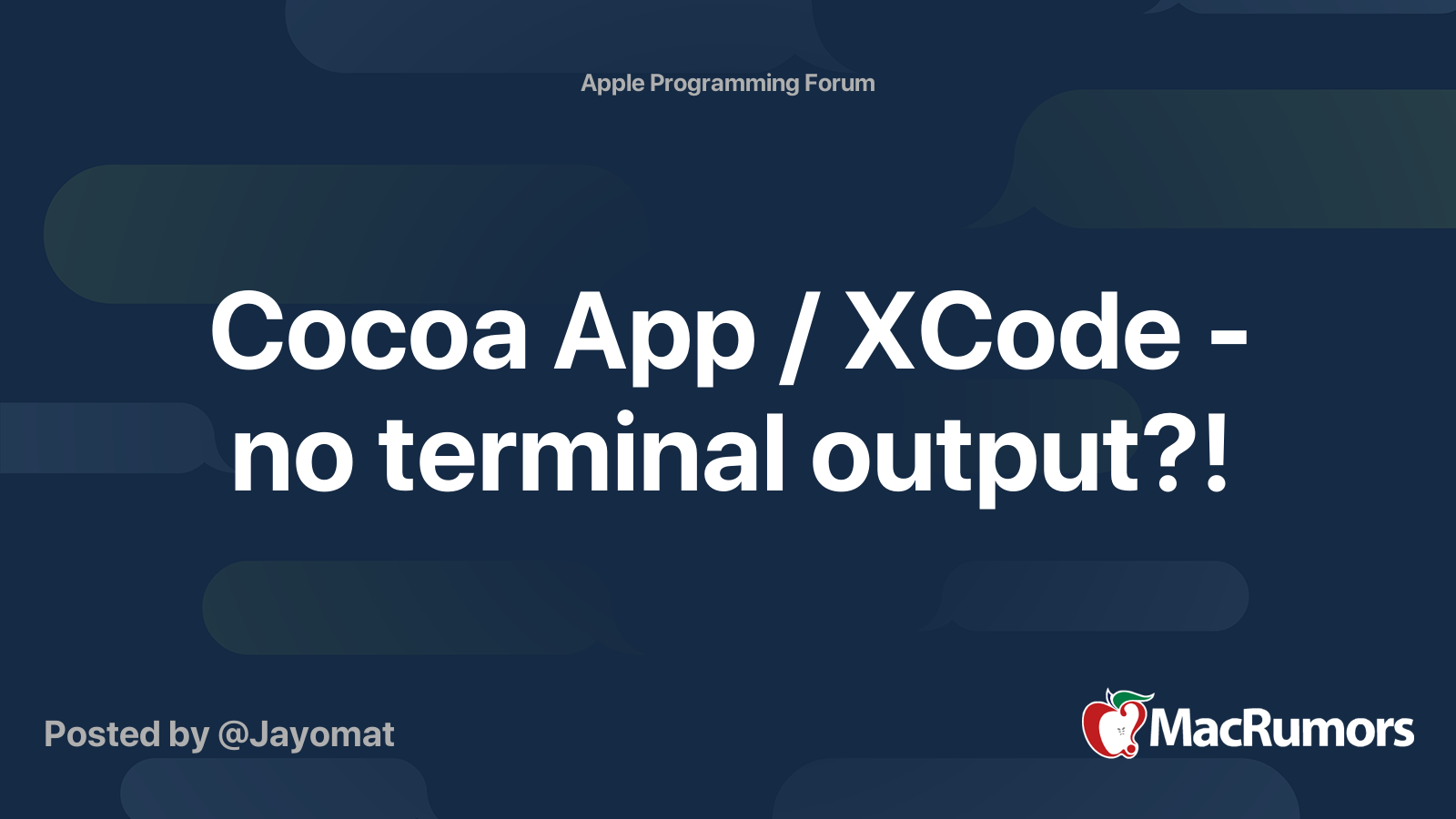 Cocoa App Xcode No Terminal Output Macrumors Forums