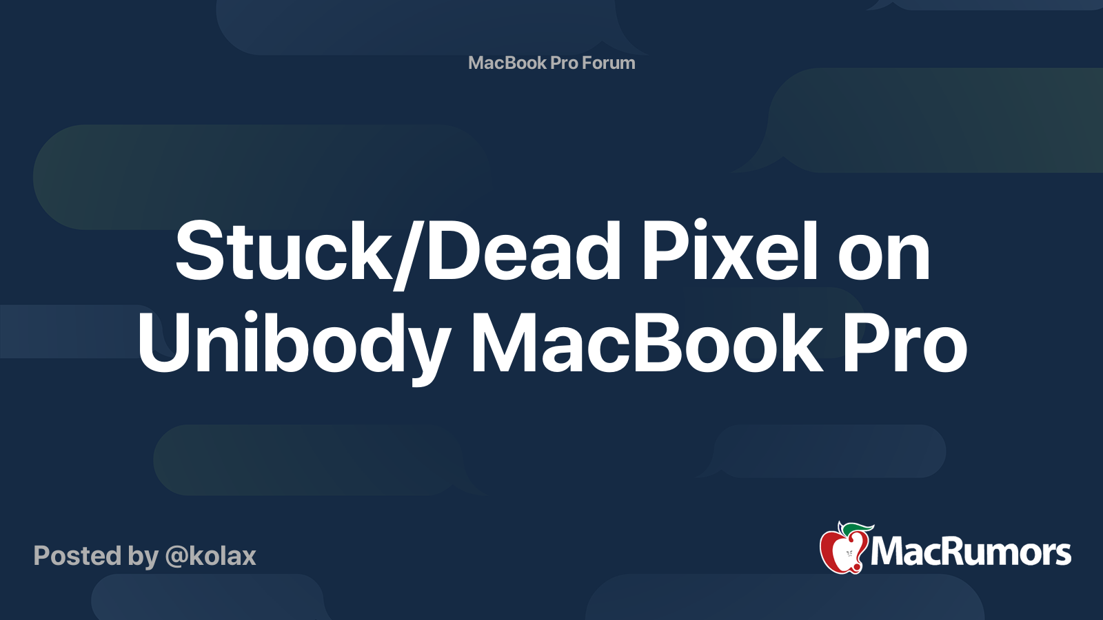 Stuck/Dead Pixel on Unibody MacBook Pro | MacRumors Forums
