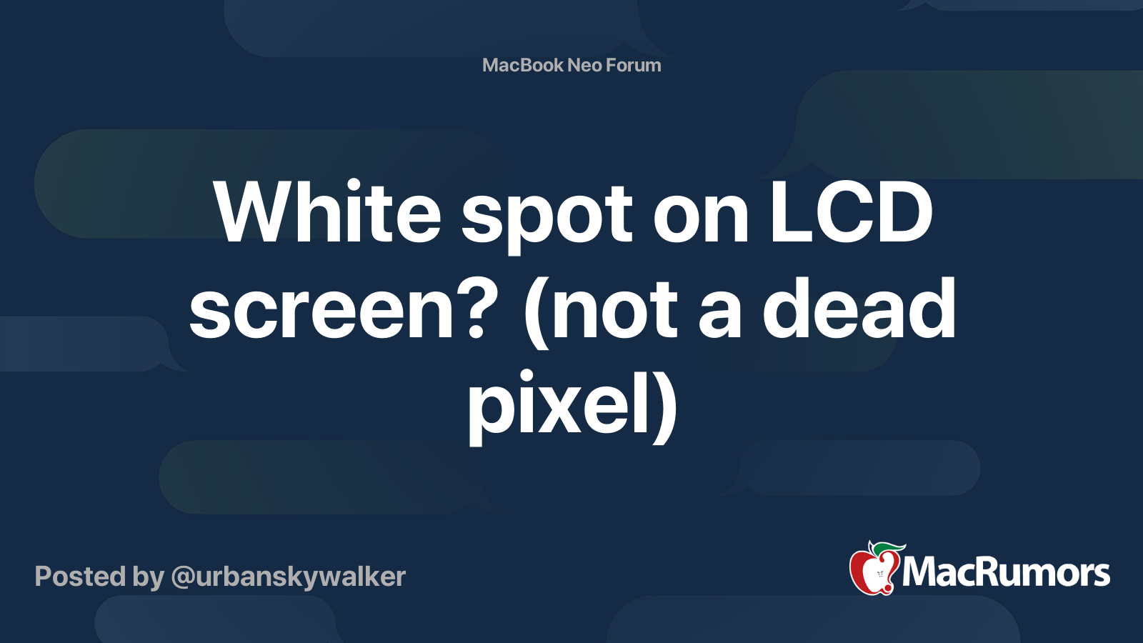 White spot on LCD screen? (not a dead pixel) | MacRumors Forums