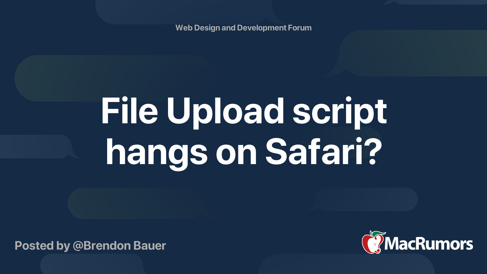 File Upload Script Hangs On Safari Macrumors Forums