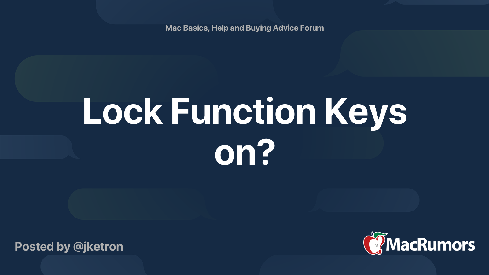 Lock Function Keys on? | MacRumors Forums