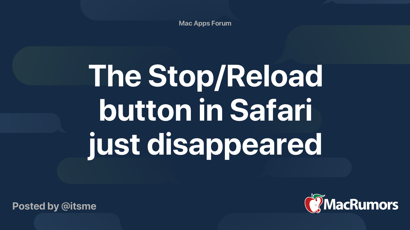 The Stop/Reload button in Safari just disappeared | MacRumors Forums