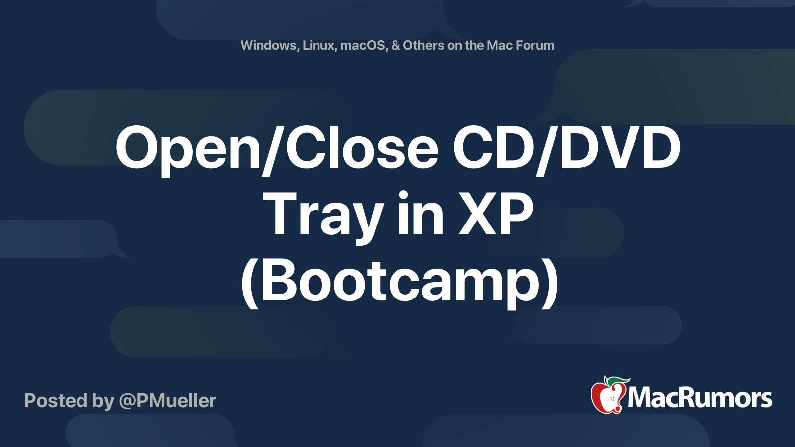 Open/Close CD/DVD Tray in XP (Bootcamp) | MacRumors Forums