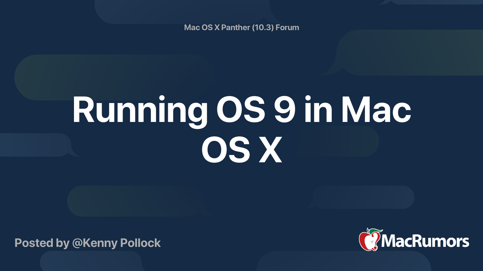 Running OS 9 in Mac OS X | MacRumors Forums