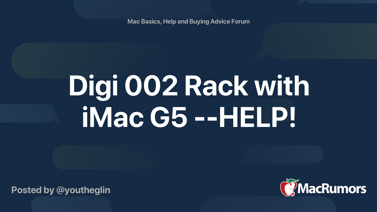 Digi 002 Rack with iMac G5 --HELP! | MacRumors Forums