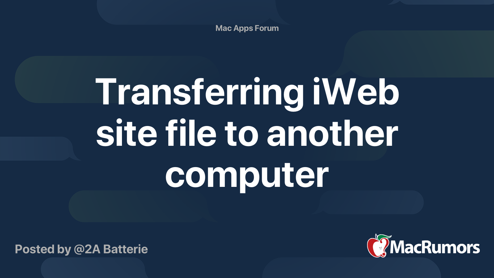 Transferring iWeb site file to another computer | MacRumors Forums