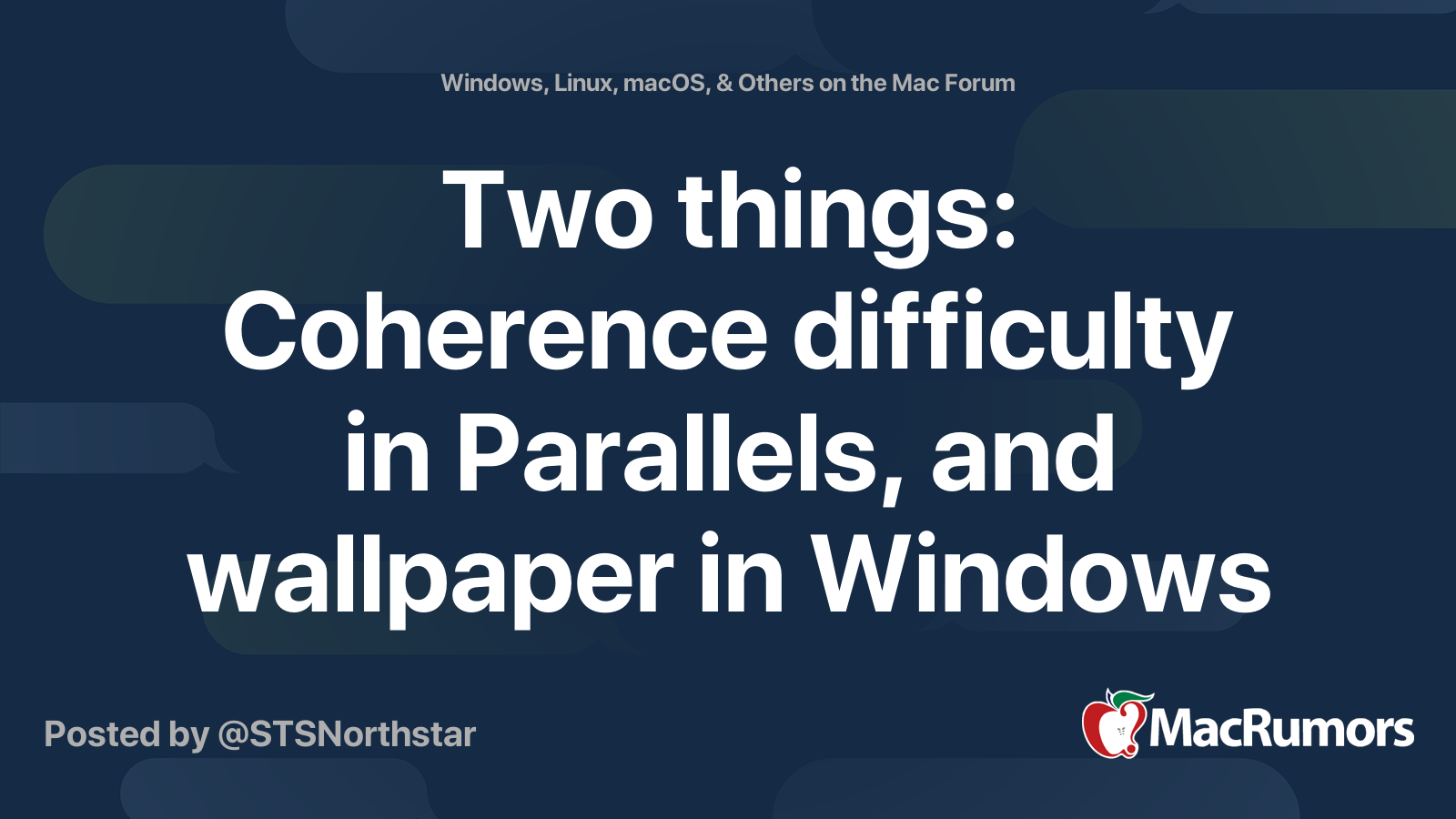 Two things: Coherence difficulty in Parallels, and wallpaper in Windows ...