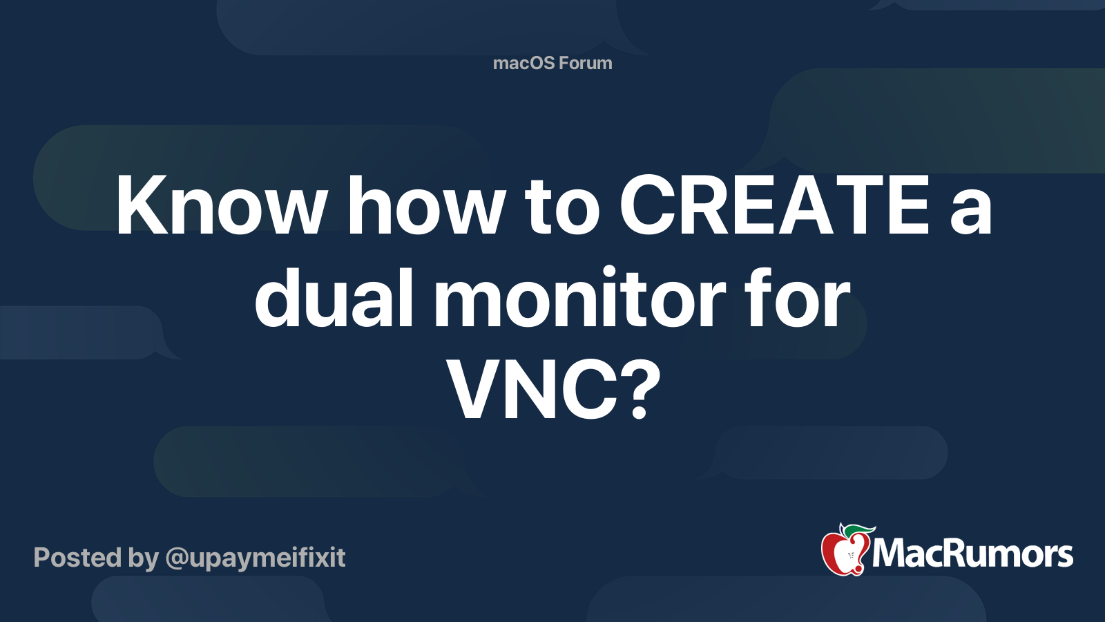 Know how to CREATE a dual monitor for VNC? | MacRumors Forums